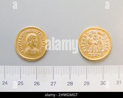 Solidus of Valentinian II, Emperor of Rome from Rome. Ruler ...