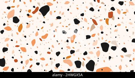 Terrazzo seamless pattern. Orange realistic marble texture with stones ...