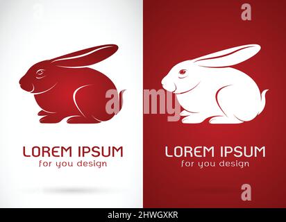 Red rabbit logo on white background. Vector illustration Stock Vector ...