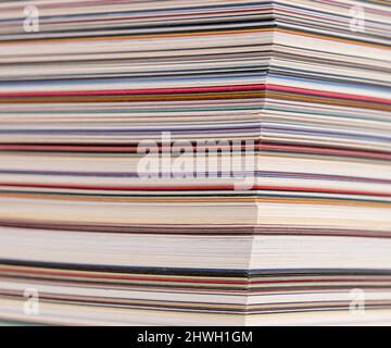 sheets of paper of various colors and thicknesses, cross section Stock ...