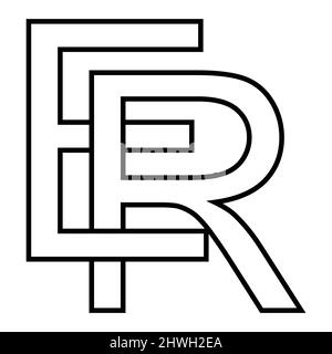 Logo sign er re icon sign interlaced letters R, E vector logo er, re ...
