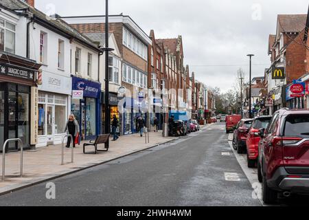 View along Princess Way shopping street in Camberley town centre ...