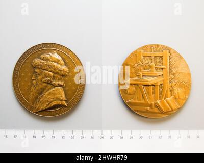 Medal Commemorating Johannes Gutenberg. Subject: Johannes Gutenberg ...
