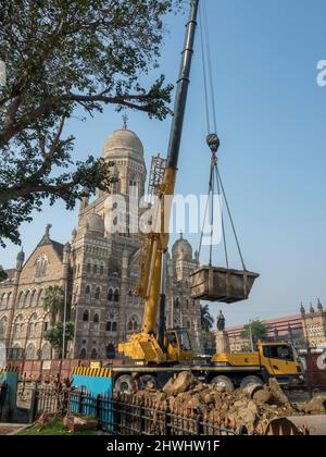 03 03 2022 Construction Cranes Working On Underground Mumbai: CSMT ...