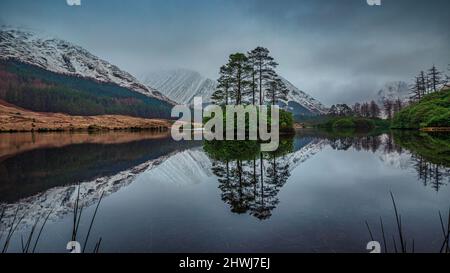 Island in Lochan Urr in Glen Etive, Scotland. Winter (November) 2012 ...