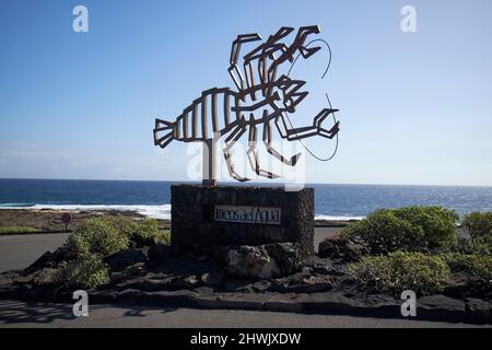 lobster blind albino crab sculpture at the entrance to jameos del agua ...