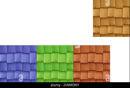 Set old wooden roof, shingles cover from planks with nails, ui game ...