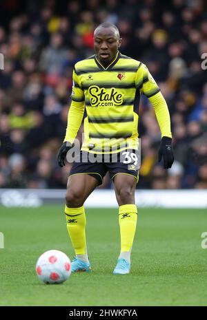 Edo Kayembe of Watford in action during the Sky Bet Championship match ...