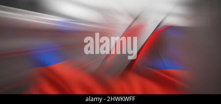 flag of Russia abstract dark red with warning symbol and fire and ...