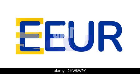 E-Euro bold letters symbol digital currency coin isolated on white 3d ...