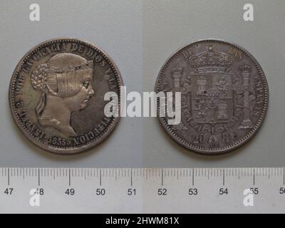 4 Reales of Isabella II, Queen of Spain from Barcelona. Ruler: Isabella ...