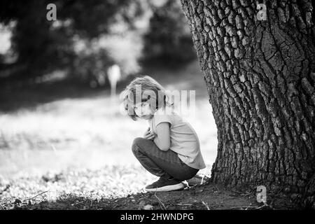 Children adaptation. Lonely kid. Kids depression, problems. Loneliness ...