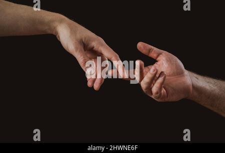 Solidarity, compassion, and charity, rescue. Hands of man and woman ...