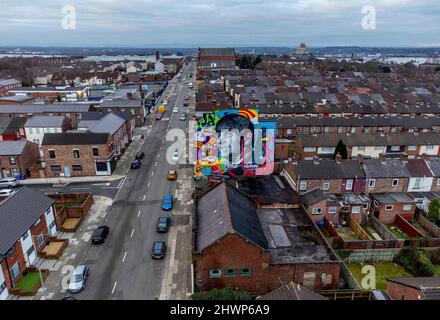 A mural of Ringo Starr, commissioned by Liverpool artist John Culshaw ...
