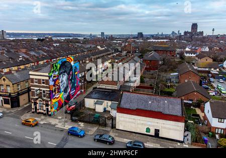A mural of Ringo Starr, commissioned by Liverpool artist John Culshaw ...