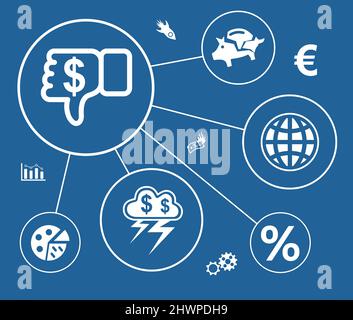 Concept of economic crash with connected icons Stock Photo - Alamy