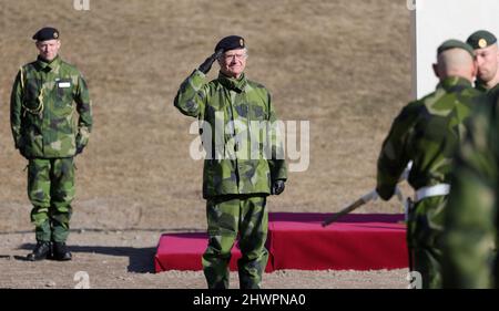 King Carl Gustaf attends a standard handover at the Life Regiment ...