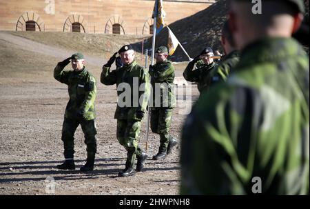King Carl Gustaf attends a standard handover at the Life Regiment ...