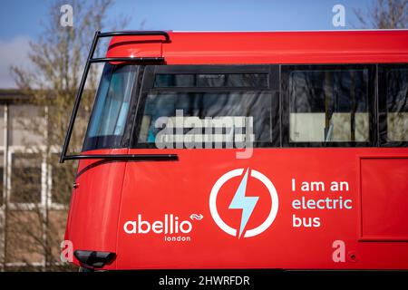 Wrightbus' electric double decker bus at the Wrightbus' Ballymena ...