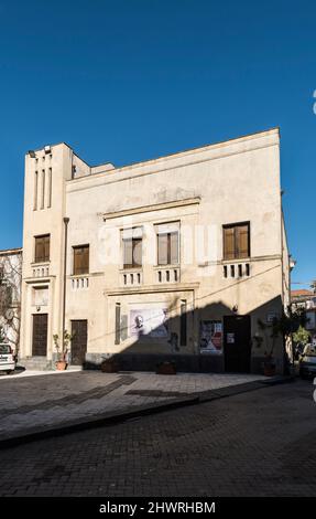 The old Casa del Fascio in Mascali, Sicily, Italy. The town was ...