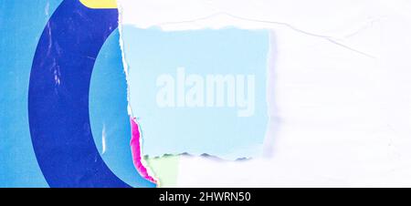 Old grunge ripped torn collage posters creased crumpled paper placard ...