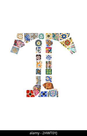 Gaudi mosaic letter Gaudi initial Gaudi custom monogram Barcelona tiles ...