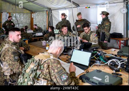 Wildflecken, Germany. 07th Mar, 2022. Col. Alexander Krone stands on a ...