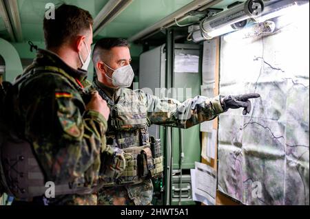 Wildflecken, Germany. 07th Mar, 2022. Col. Alexander Krone stands on a ...