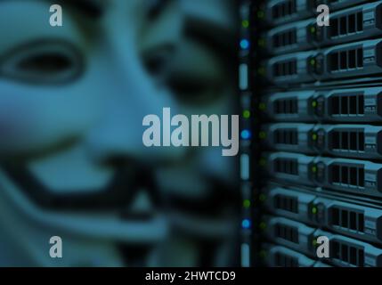 image representing anonymous, cyber attack threat, hacker attack Stock ...