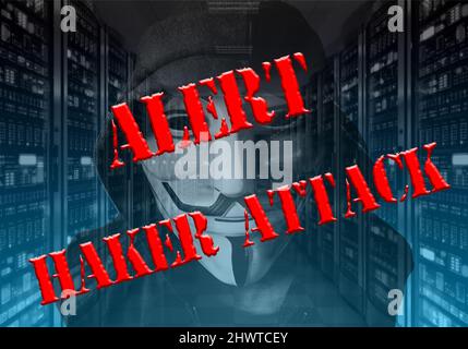 image representing anonymous, cyber attack threat, hacker attack Stock ...