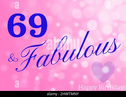 69th birthday card wishes illustration Stock Photo - Alamy