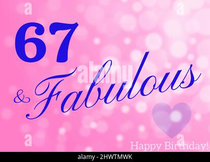 67th happy birthday card illustration in retro style Stock Photo - Alamy