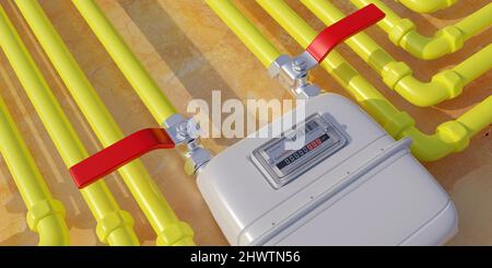 Gas home utility distribution. Consumption measure, counter meter and ...