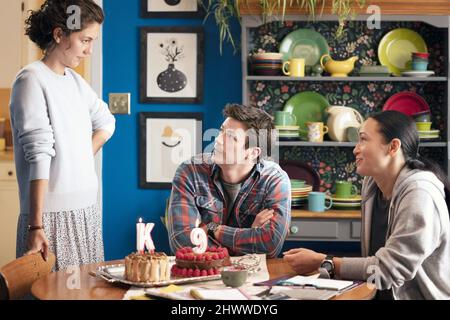 RESCUED BY RUBY, from left: Kaylah Zander, Grant Gustin, with Ruby ...