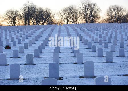 Wood National Cemetery in winter, Milwaukee, Wisconsin Stock Photo - Alamy