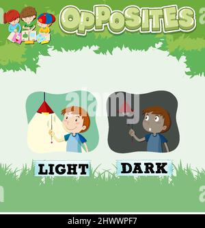 Opposite words for light and dark illustration Stock Vector Image & Art ...