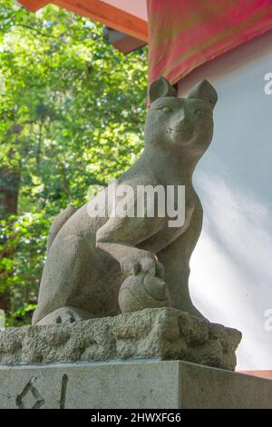 Guardian fox of Hodosan shrine,Chichibu Nagatoro, Saitama, Japan Stock ...