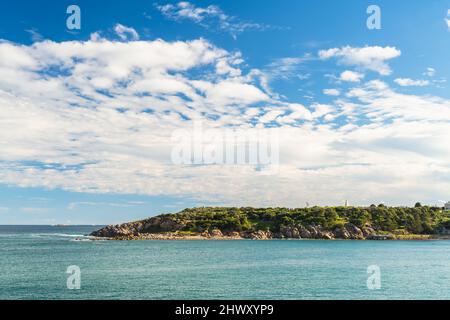 Port Elliot beach with obelisk on a bright day during winter season ...