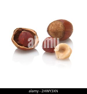 hazelnut without shell isolated on a white background Stock Photo - Alamy