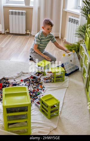 Khabarovsk, Russia, February 18, 2022. Portrait frowning male teenager ...