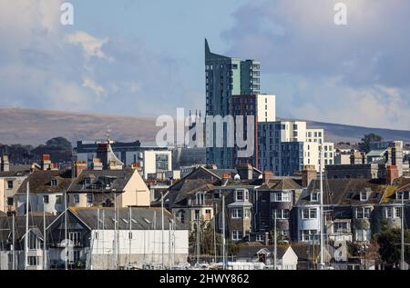 Beckley Point student flats and North Cross roundabout Plymouth from ...