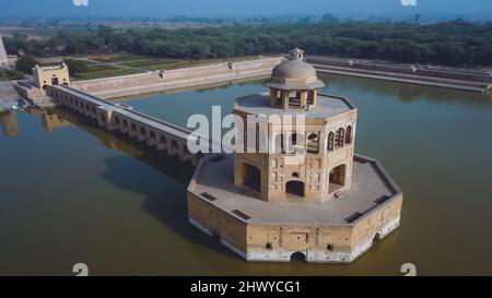 Aerial View to the Hiran Minar Mughal era complex in Sheikhupura ...