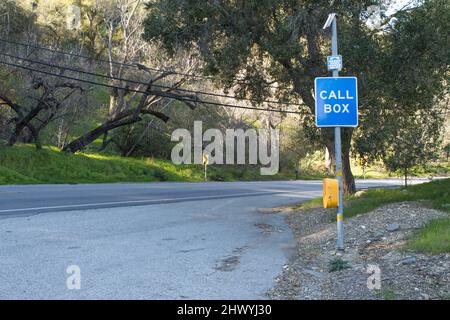 SOS telephone phone box by the side of the M25 motorway , Kent, UK ...