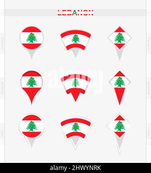 Lebanon flag icon set. Lebanese pennant in official colors and ...