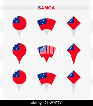 Samoa flag icon set. Samoan pennant in official colors and proportions ...