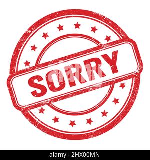 SORRY text written on red round vintage rubber stamp Stock Photo - Alamy