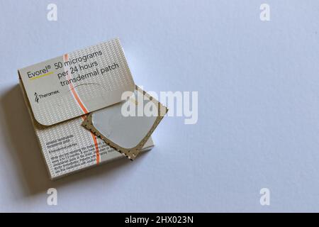 Estrogen Transdermal Patch. hormone therapy for women Stock Photo - Alamy