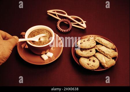 Coffee break during working day, creative people, advertising business ...