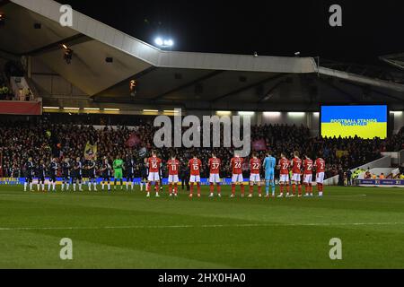 A minutes applause in support of Ukraine during the FA Cup match ...