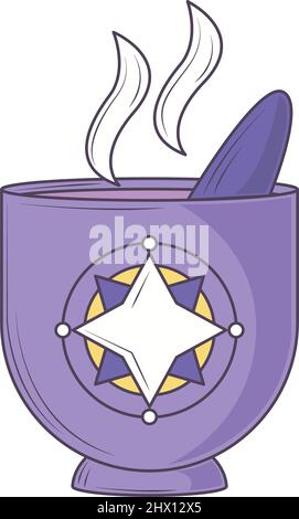 Magic mortar. Witchcraft and magic icon. Mystery, esoteric, astrology ...